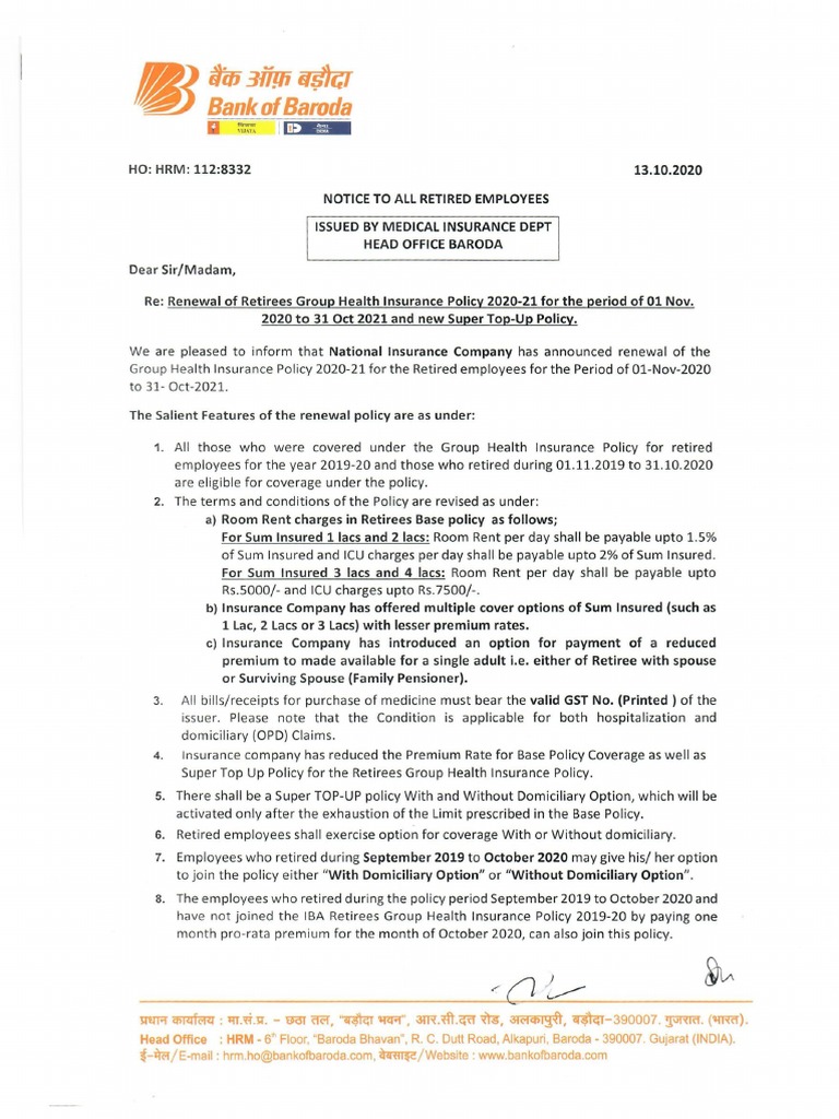 Retirees Notification 2020 21 | PDF | Insurance | Pension
