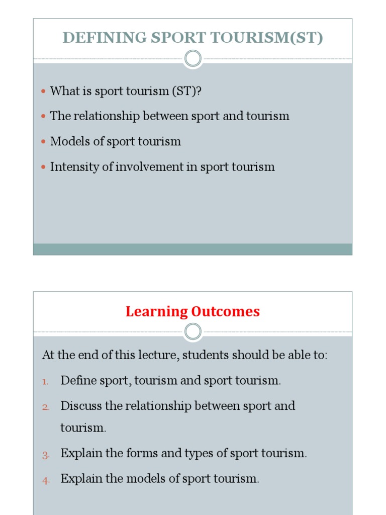 Lecture 1 - Defining Sport Tourism | PDF | Tourism | Sports