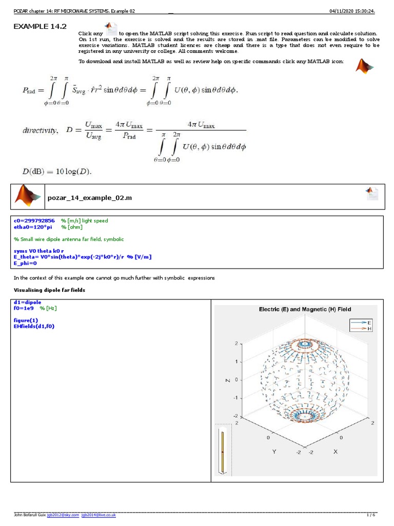 Solution To Microwave Engineering Pozar Chapter 14 Example 2 With ...