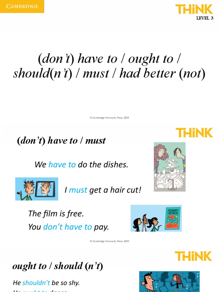 (Don't) Have To / Ought To /: Should (N'T) / Must / Had Better (Not) | PDF