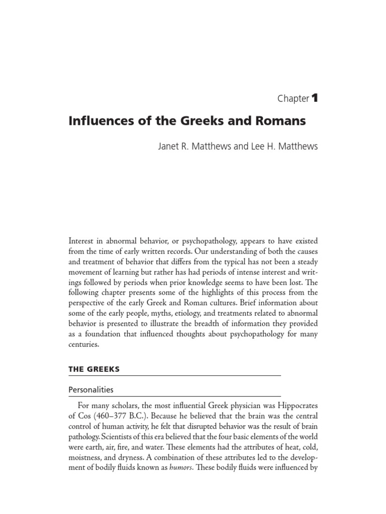 Influences of The Greeks and Romans | PDF | Oedipus | Psychopathology