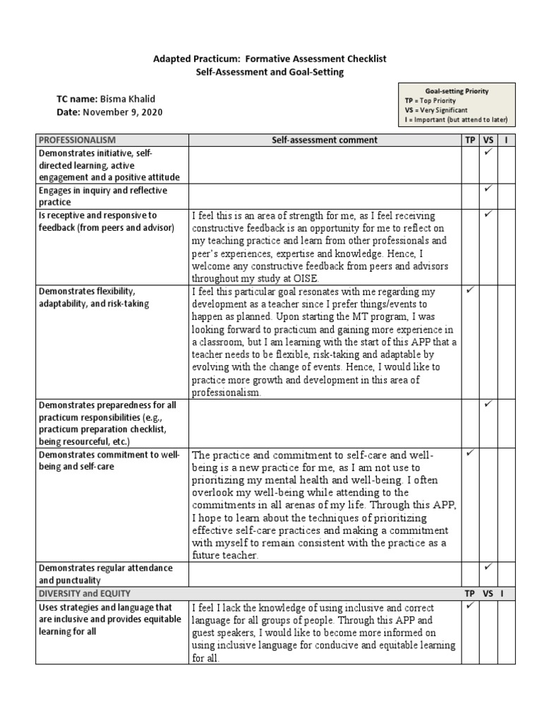 Formative Adapted Practicum Self Assessment PDF | PDF | Educational Assessment | Lesson Plan
