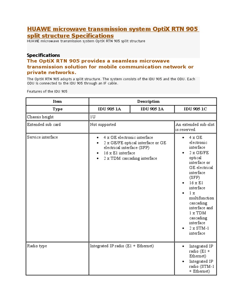 RTN 905 Details | PDF | Amplifier | Quality Of Service