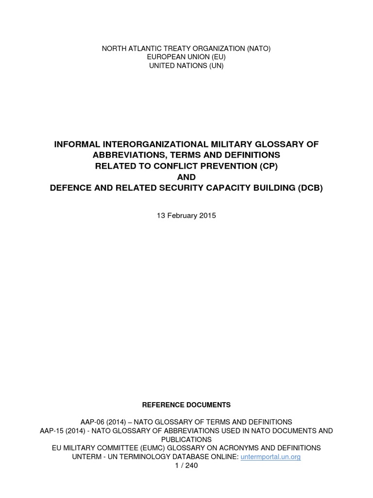 NATO EU UN Glossary On DCB and CP | Asylum Seeker | Nato