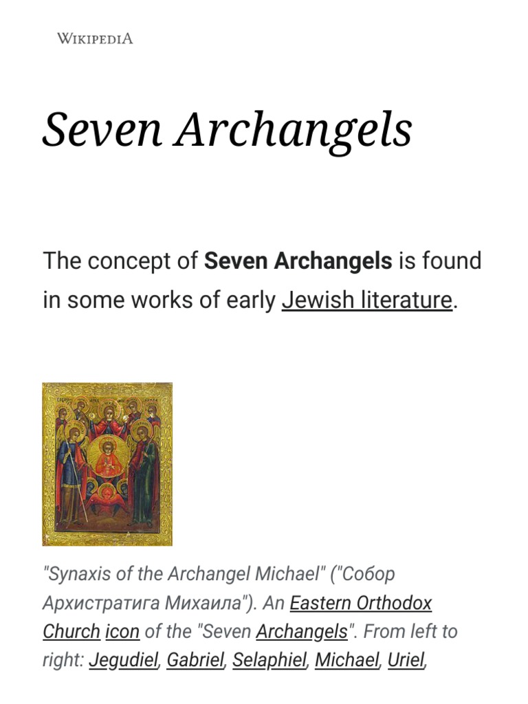 Seven Archangels - Wikipedia | PDF | Archangel | Mythology