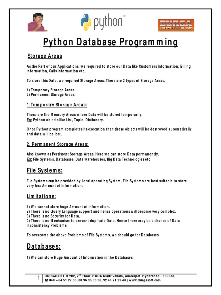 Python Database Programming: Storage Areas | PDF | Relational Database ...