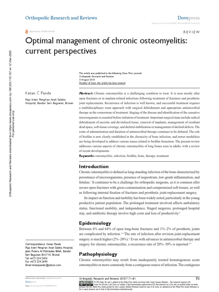 Optimal Management of Chronic Osteomyelitis: Current Perspectives | PDF ...