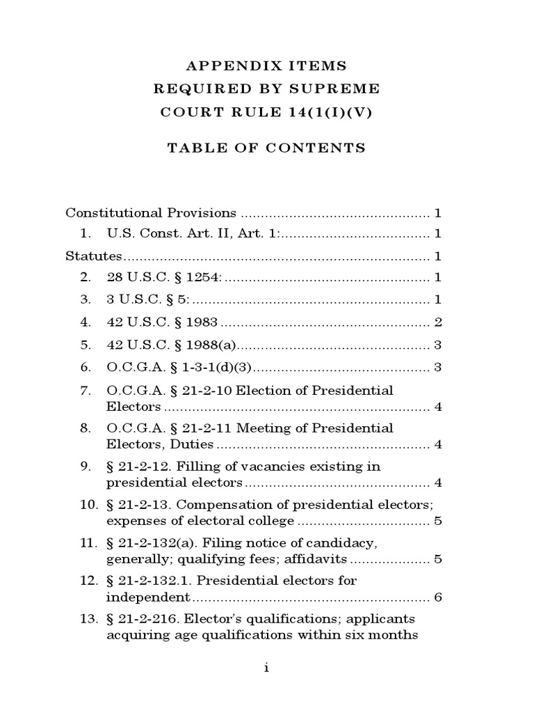 Supreme Court Rule 14 Appendix Items | PDF | Absentee Ballot | Voting