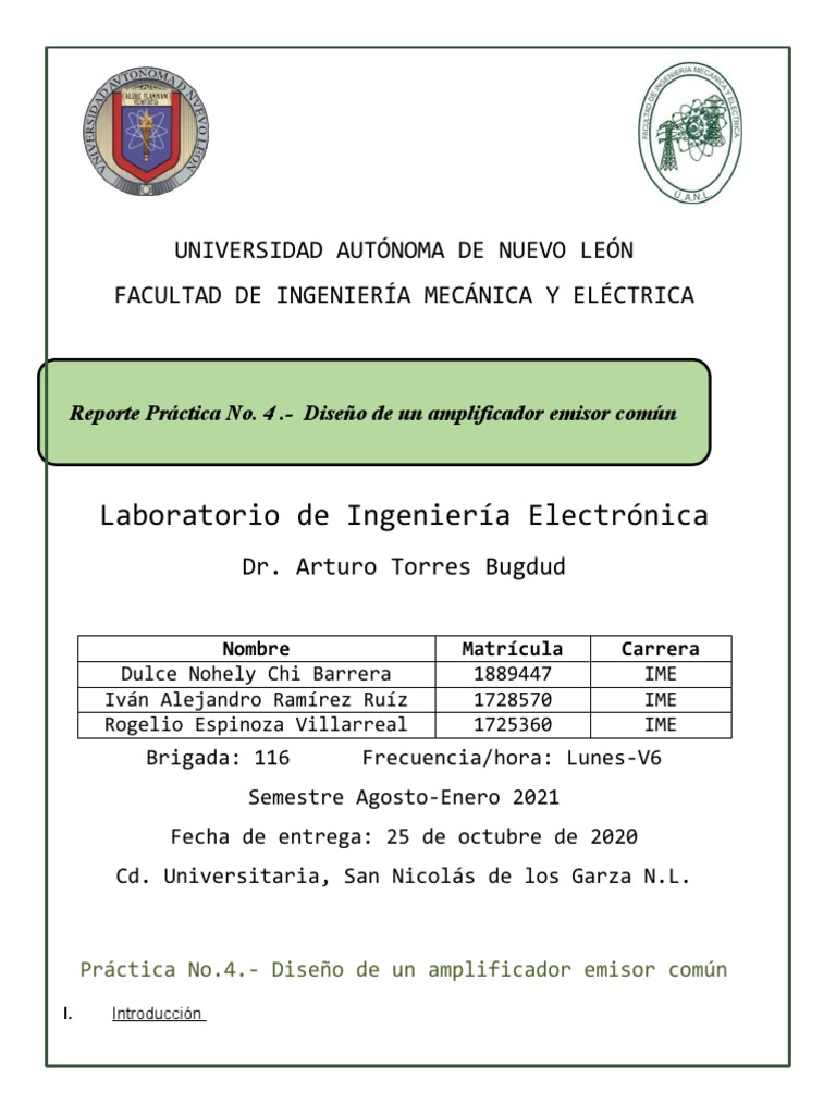 Práctica 4 - Lab Ing Electrónica | PDF | Transistor | Electrónica