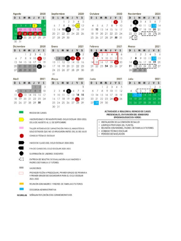 Calendario Escolar Sep 2020-2021 | PDF