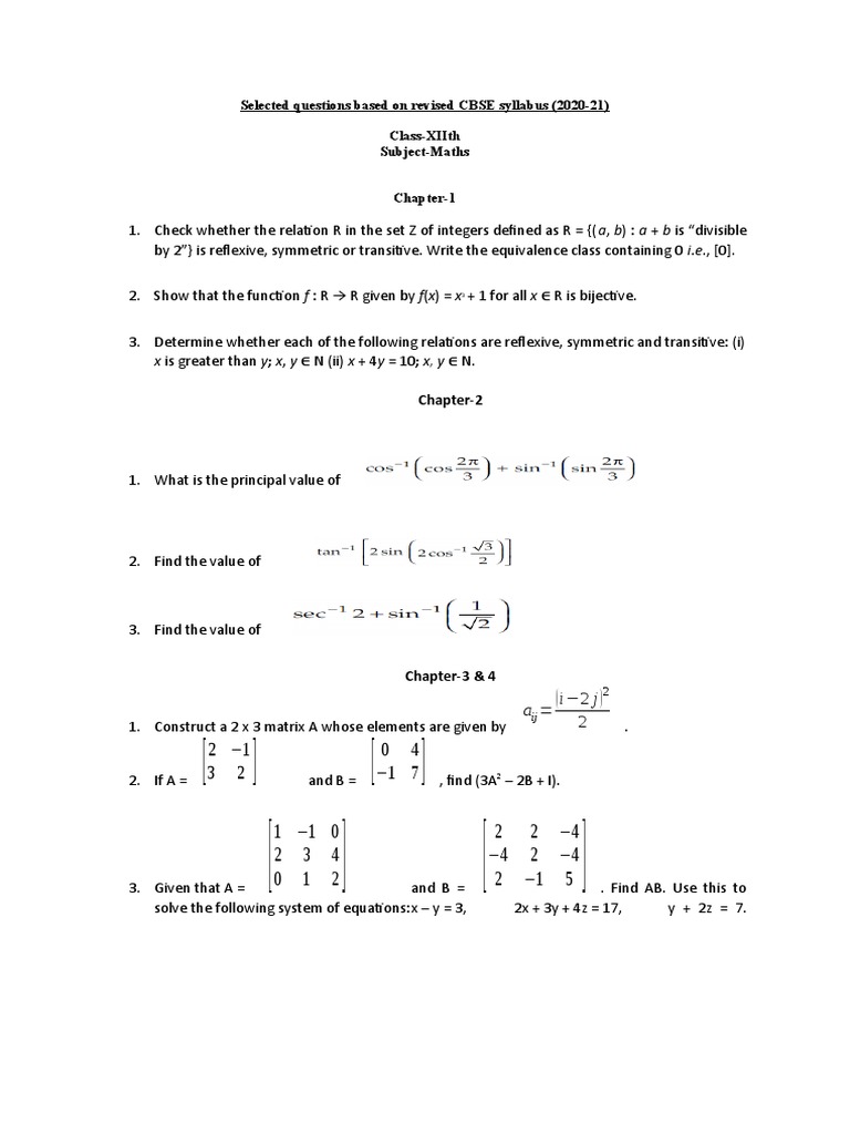 Class 12 Maths Question Bank PDF | PDF | Area | Equations