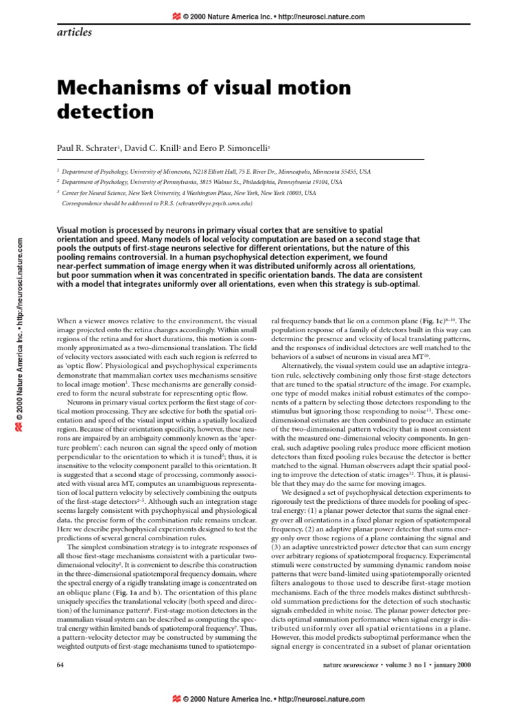 Mechanisms of Visual Motion Detection: Articles | PDF | Detector (Radio ...