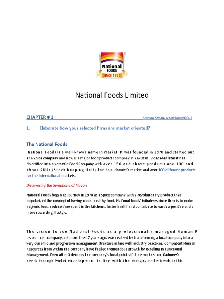 National Foods Limited | PDF | Foods | Cuisine