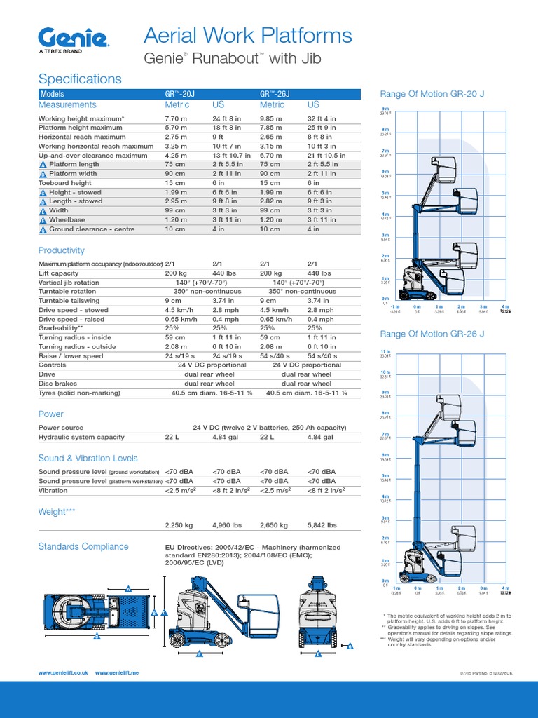 Genie GR-20J Specifications Overview | PDF | Elevator | Vehicles