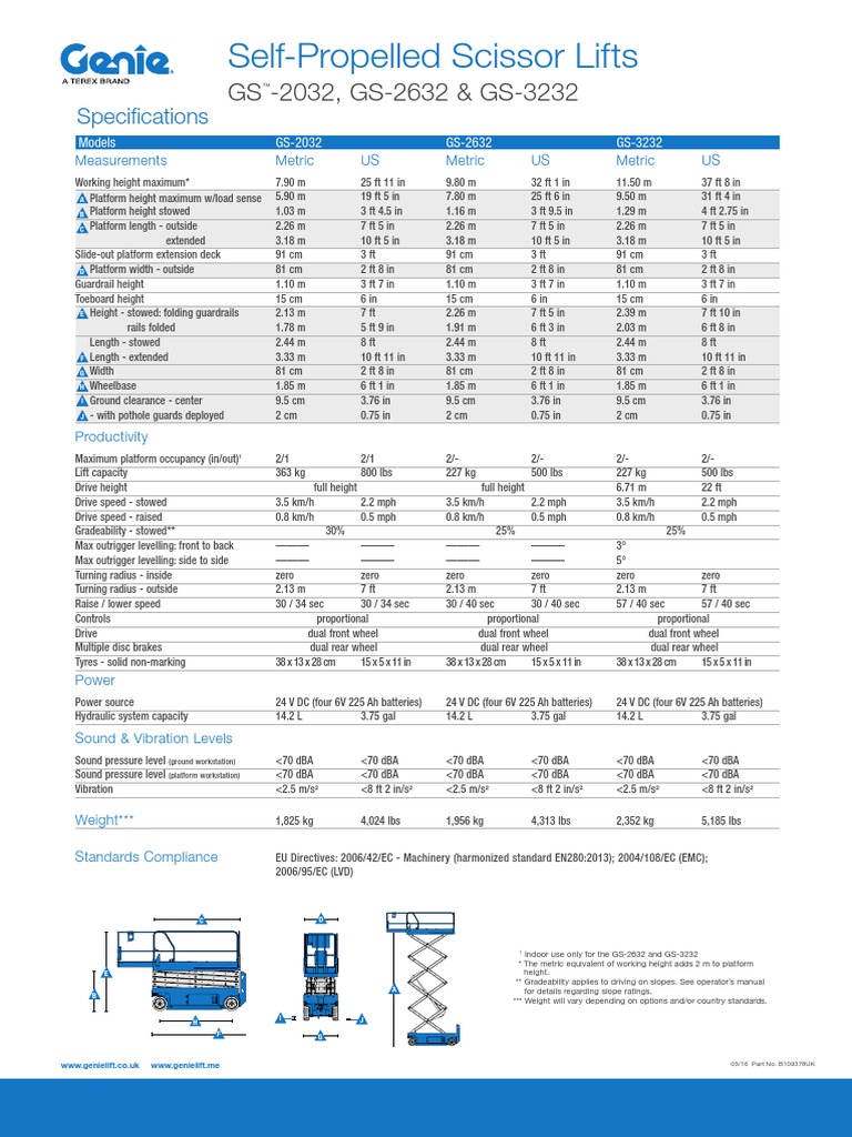 Genie GS 2032, GS 2632, GS 3232 Specifications | PDF | Trademark | Land ...