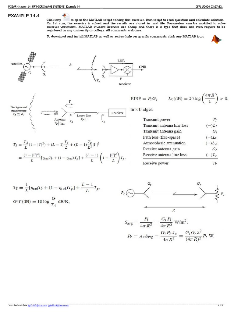 Solution To Microwave Engineering Pozar Chapter 14 Example 4 With MATLAB | PDF | Decibel ...