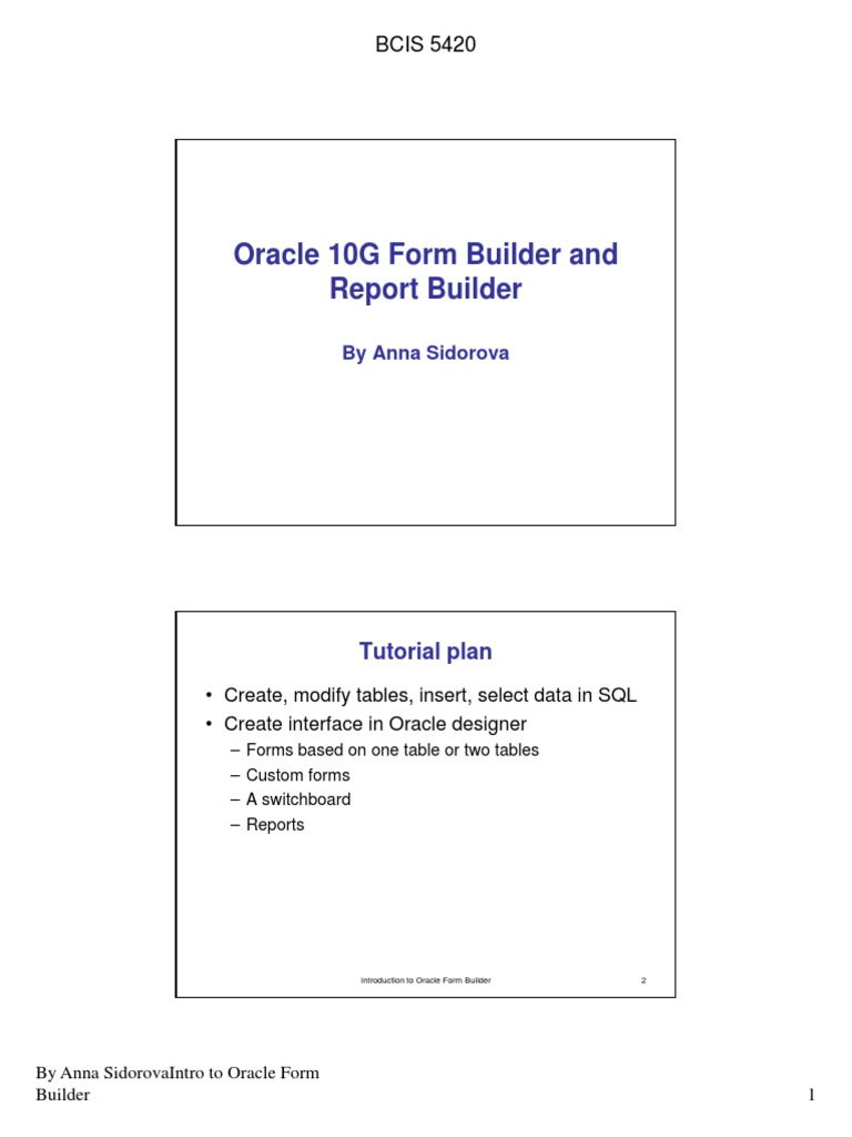 Oracle 10G Form Builder and Report Builder: BCIS 5420 | PDF | Pl/Sql | Button (Computing)