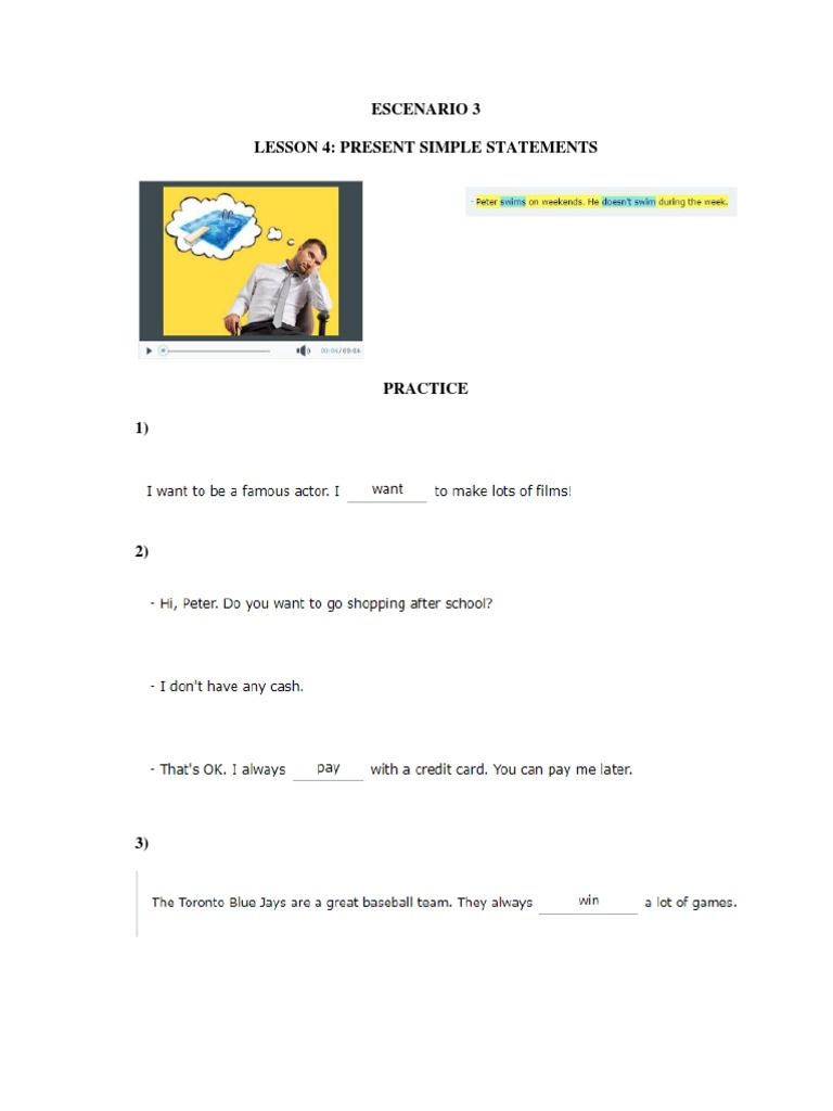 Present Simple Statements Practice | PDF