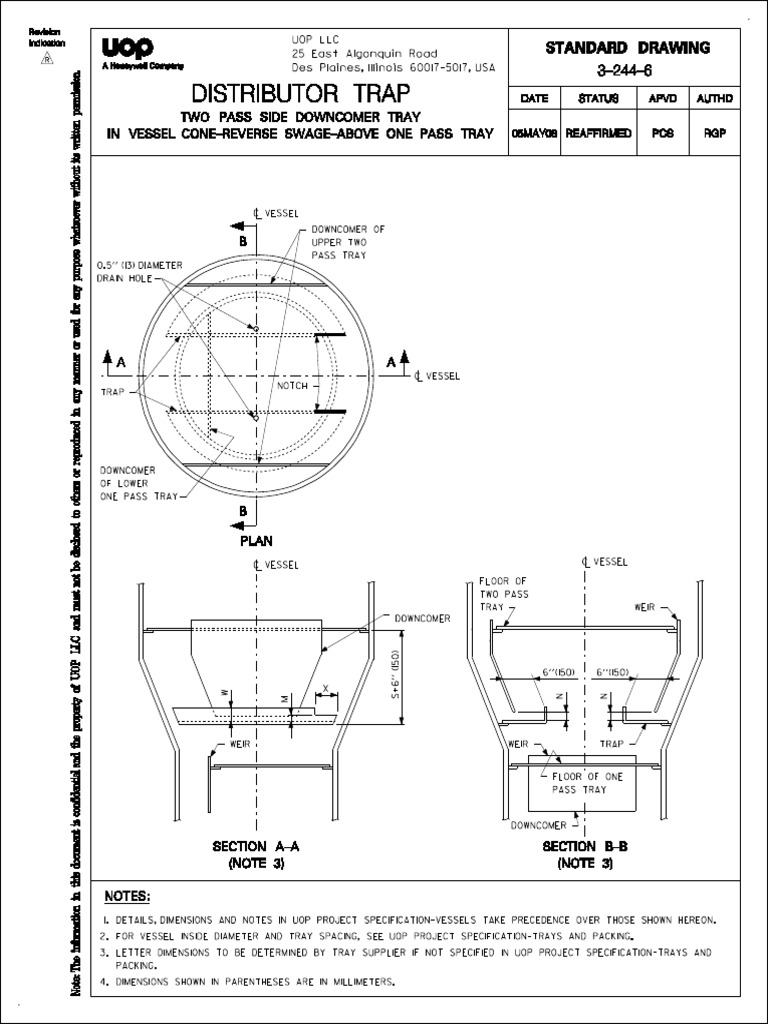 Distributor Trap: Two Pass Side Downcomer Tray in Vessel Cone-Reverse ...