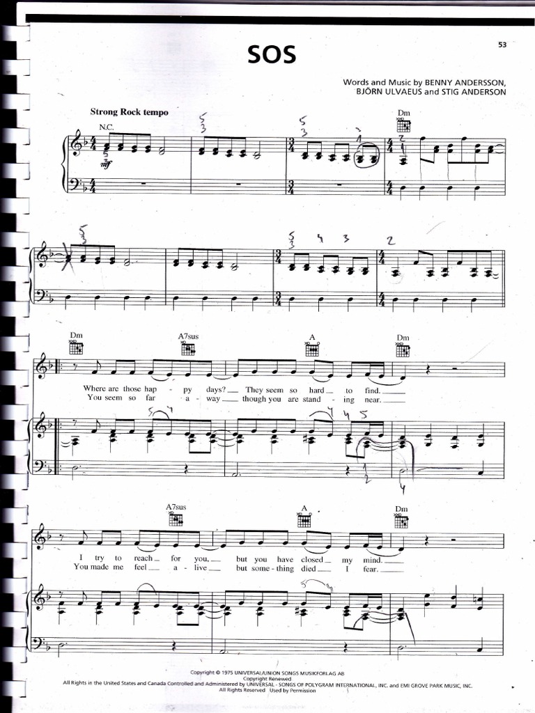 Abba - SOS - Note | PDF | Dance Music | Music Award Winners