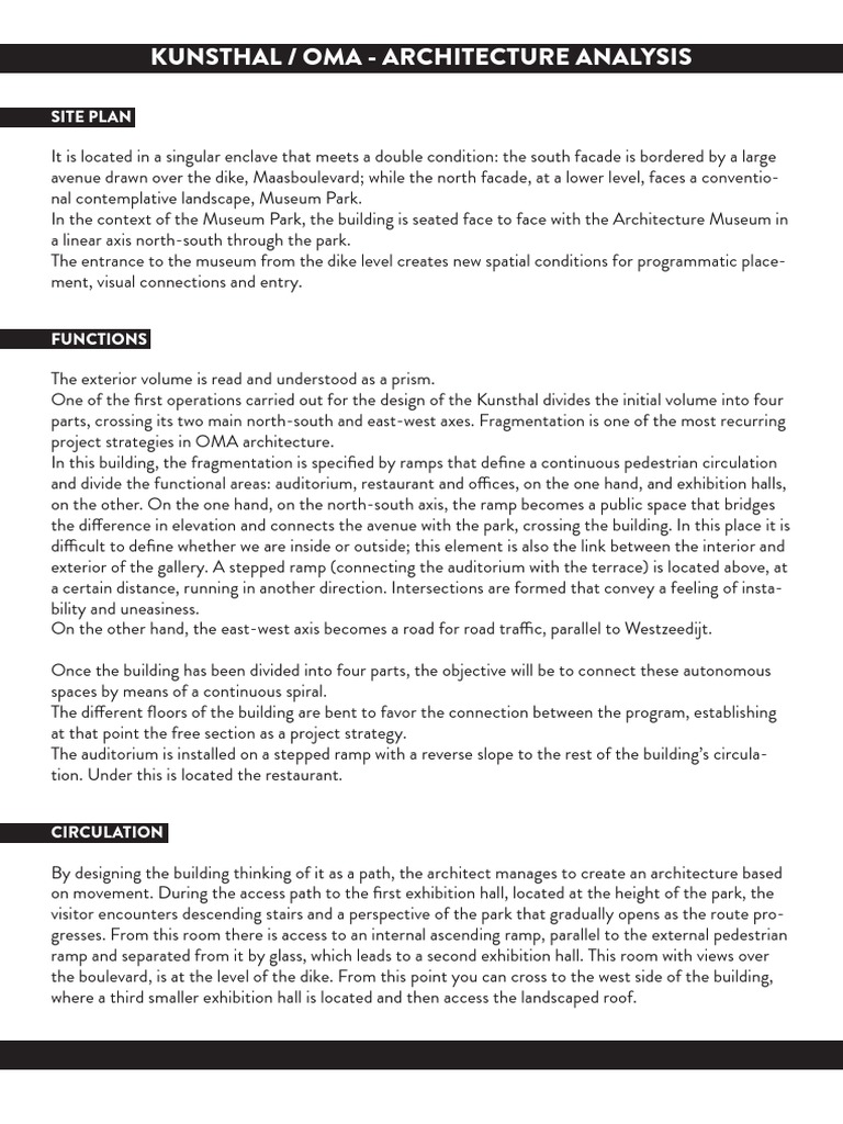 Kunsthal / Oma - Architecture Analysis: Site Plan | PDF | Stairs ...