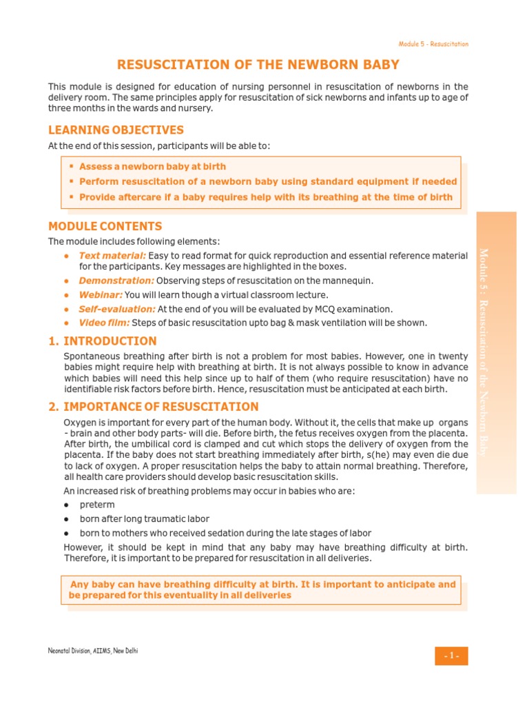 Newborn Resuscitation Guide | PDF | Cardiopulmonary Resuscitation ...