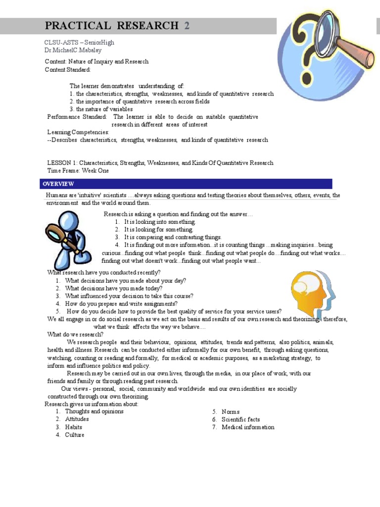 Practical Research Module 1 | PDF | Quantitative Research | Experiment
