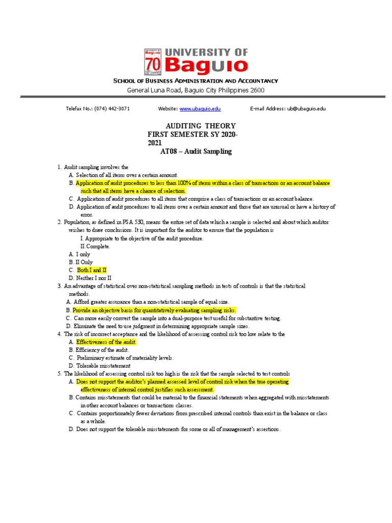 AT08 Audit Sampling (PSA 530) | PDF | Sampling (Statistics) | Audit