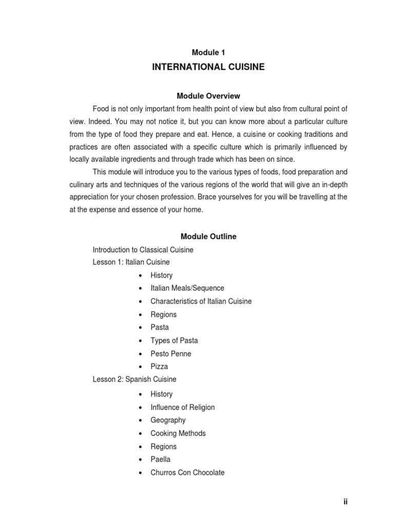Module 1 European Cuisine | PDF | Pasta | Italian Cuisine
