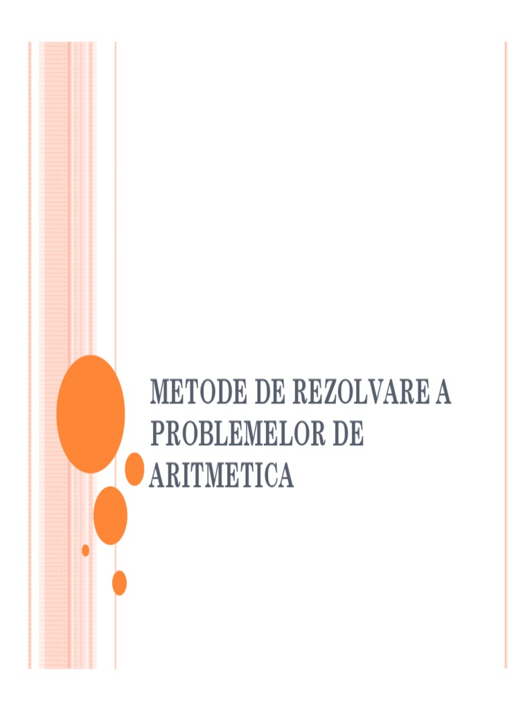 Metode de Rezolvare A Problemelor de Aritmetica | PDF