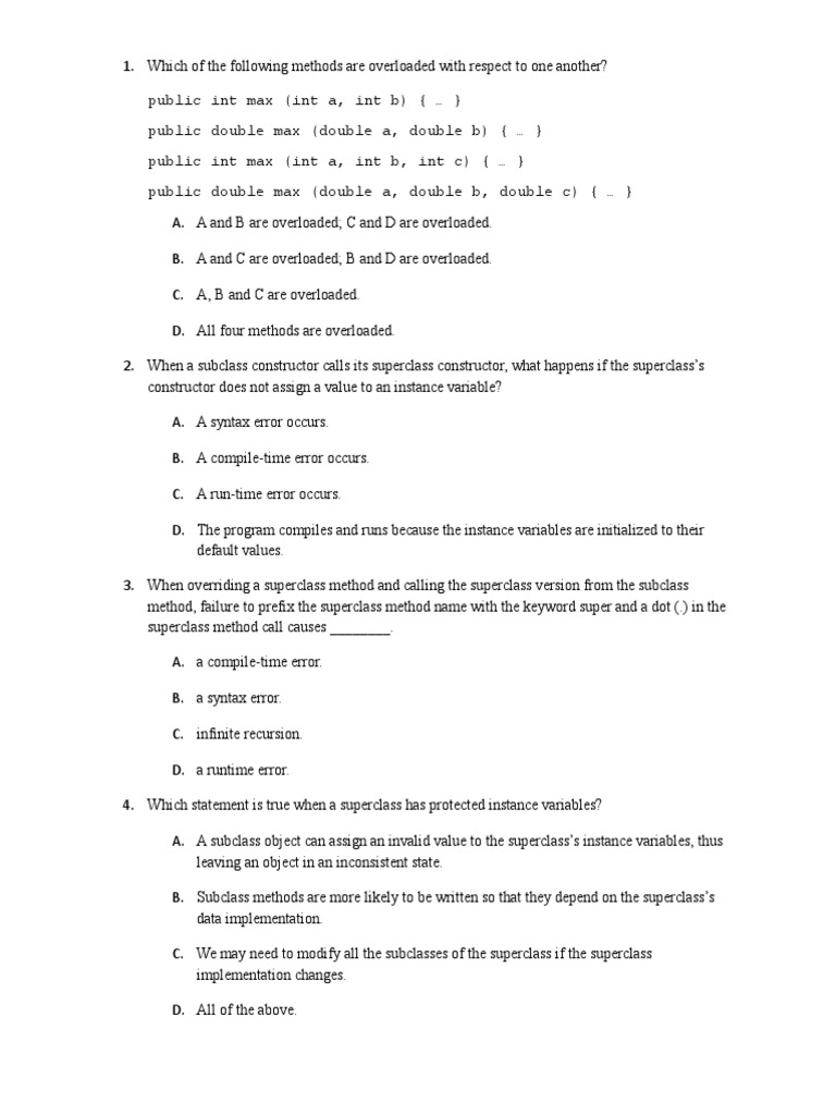 MCQ Practice Oop PDF | PDF | Inheritance (Object Oriented Programming) | Class (Computer ...