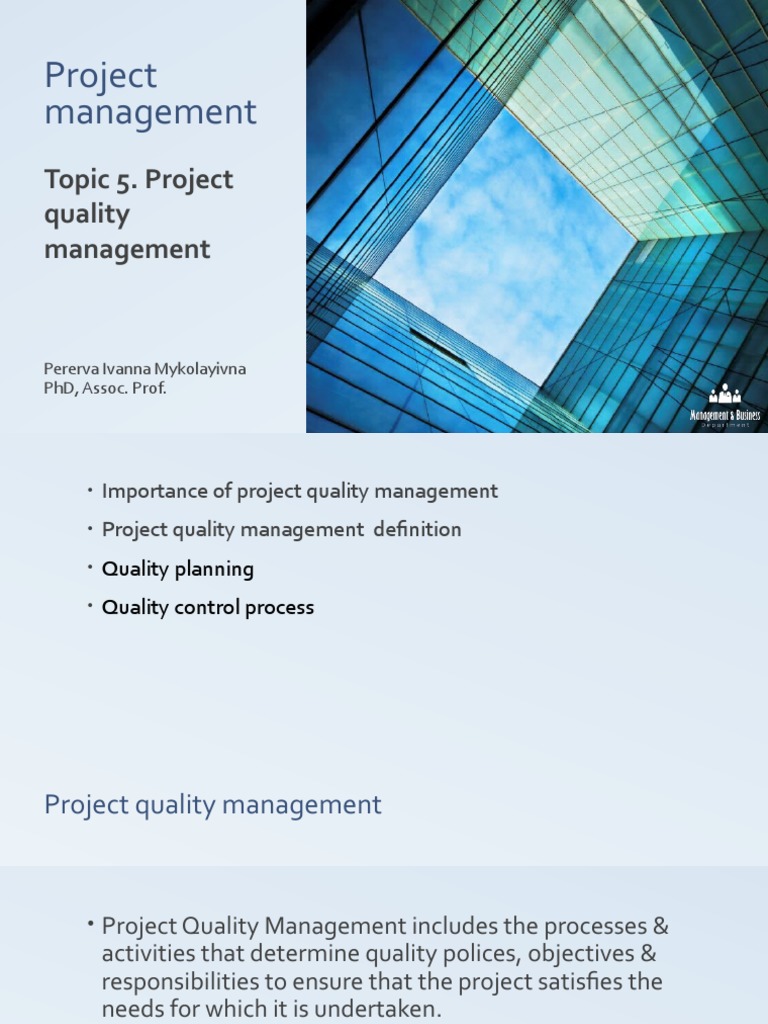 T5 - PM Project Quality Management | PDF | Quality Assurance | Project ...