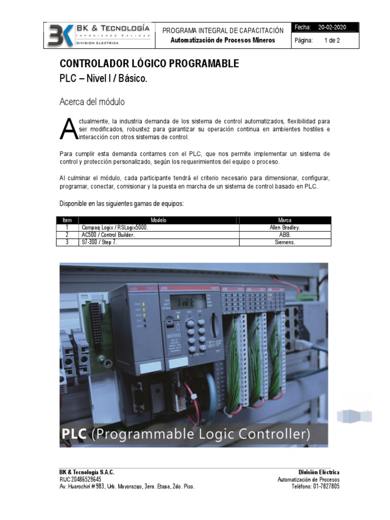 PLC I | PDF | Controlador lógico programable | Ingeniería de Sistemas