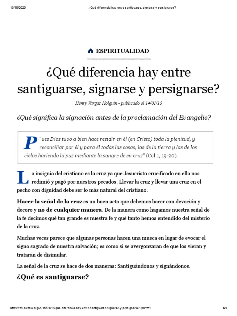 ¿Qué Diferencia Hay Entre Santiguarse, Signarse y Persignarse | PDF ...