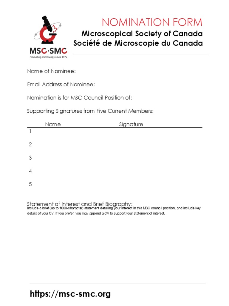 2020 MSC Nomination Form | PDF | Career & Growth | Business