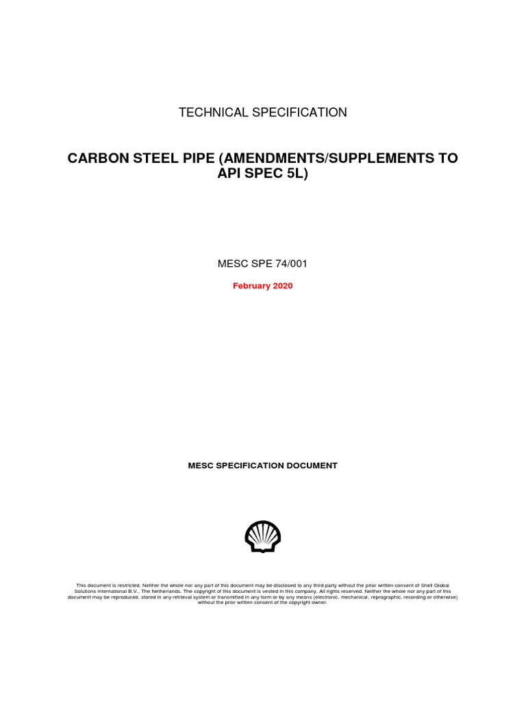 Mesc Spe 74-001 2020-Api 5L PDF | PDF