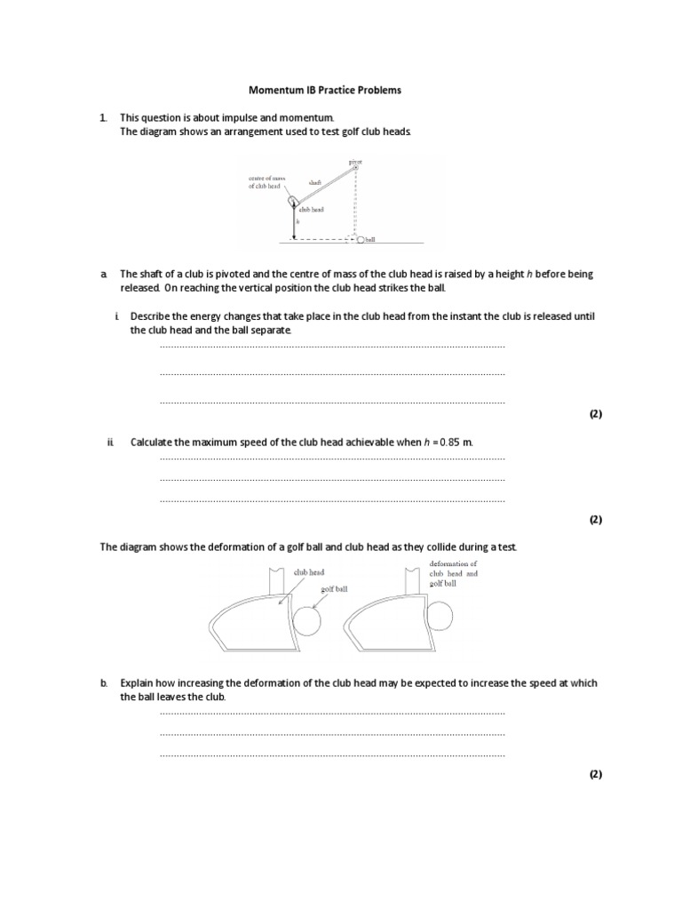 Momentum Practice Ib Problems 2020 PDF | PDF | Momentum | Rocket