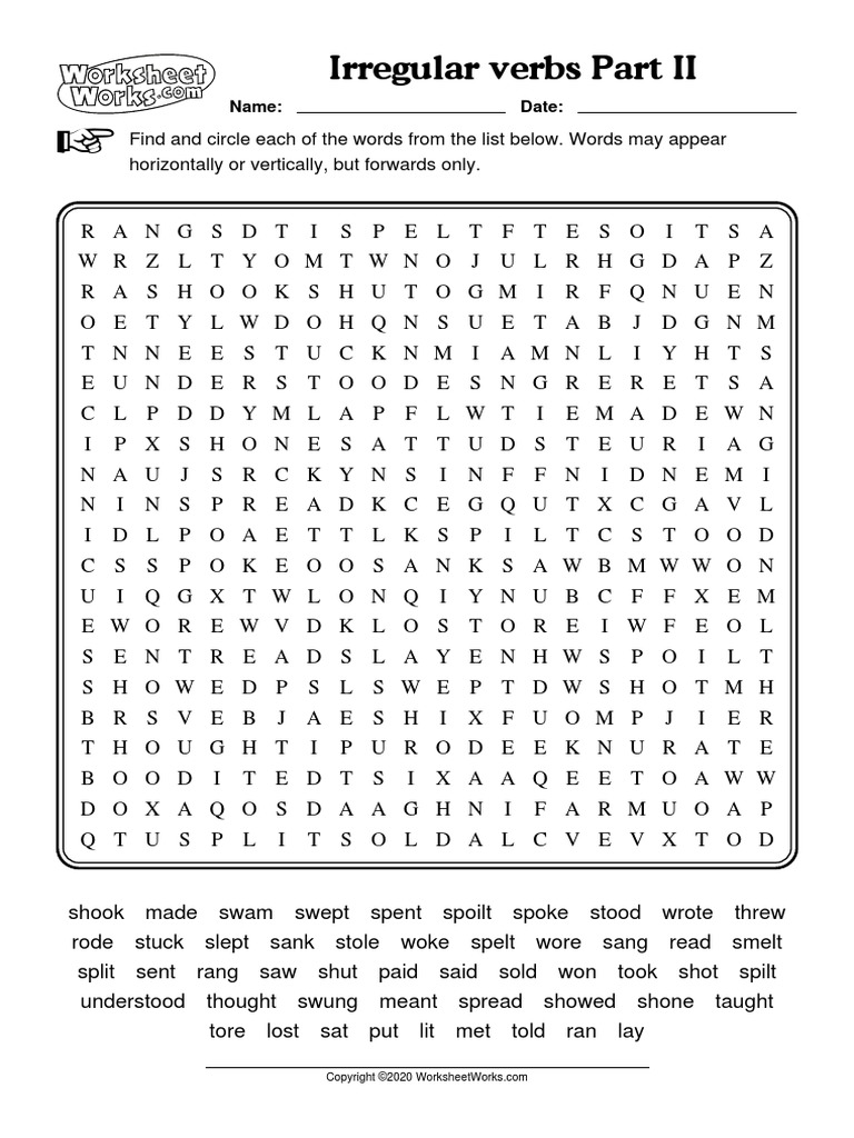 WorksheetWorks Irregular Verbs Part II 1 | PDF | Linguistics ...