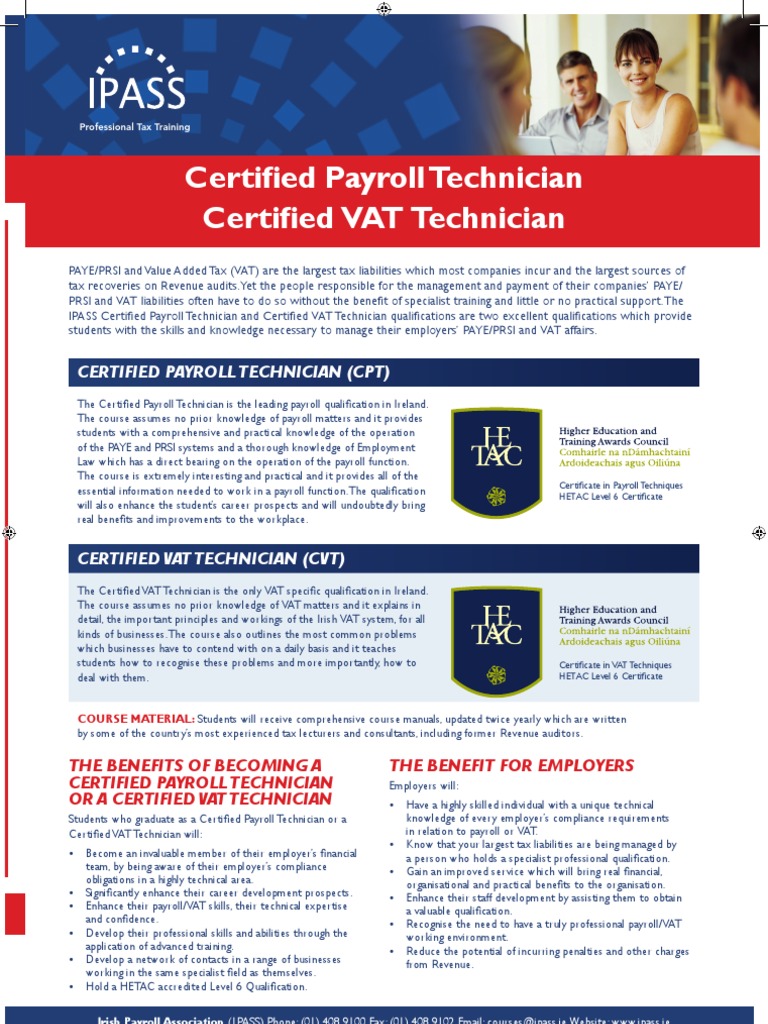 Certified Payroll Technician Certified VAT Technician | PDF | Value ...