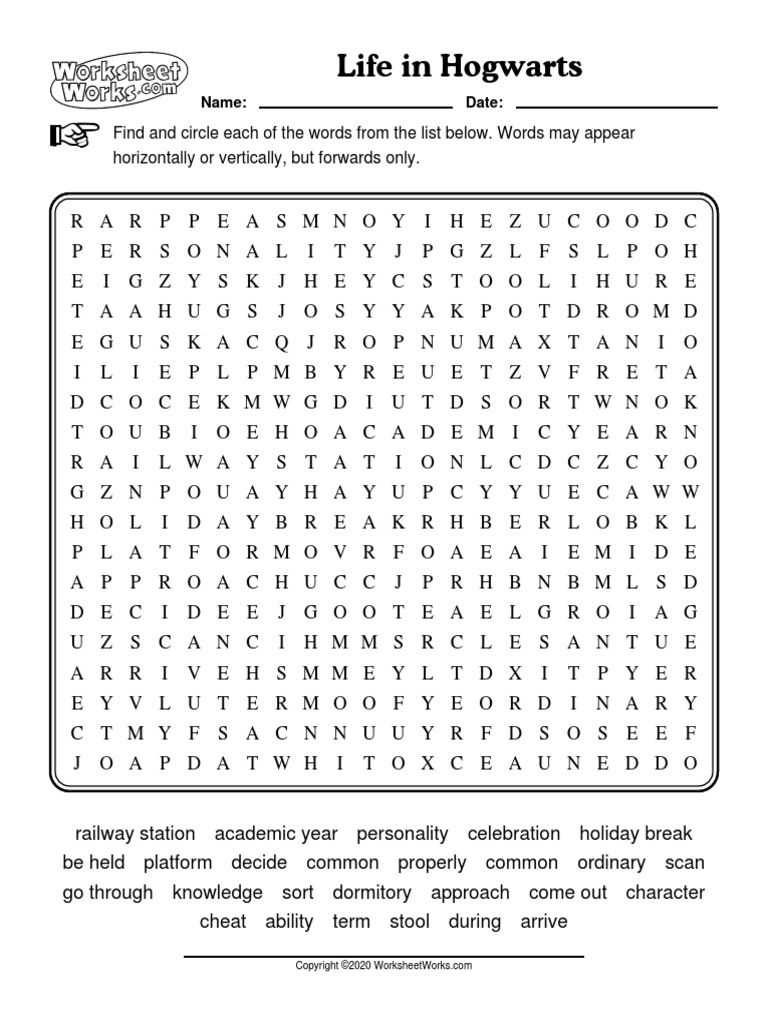 WorksheetWorks Life in Hogwarts 1 | PDF | Harry Potter | Harry Potter ...