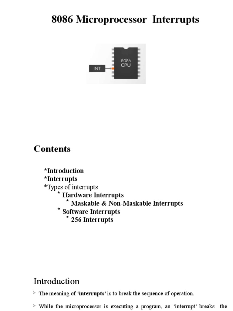 8086 Microprocessor Interrupts Overview | PDF | Input/Output | Subroutine