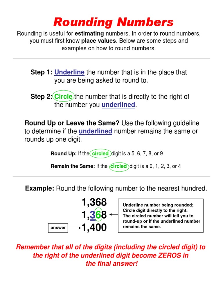 Rounding Numbers: A Step-by-Step Guide | PDF