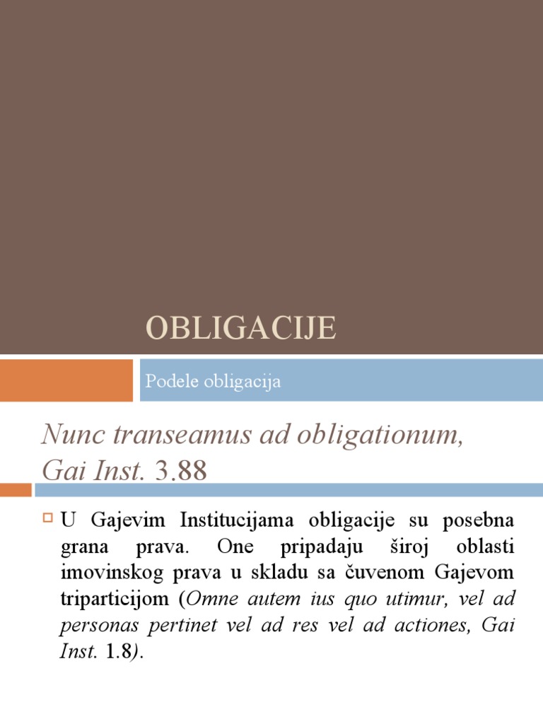 Obligacije - Pojam I Podele | PDF
