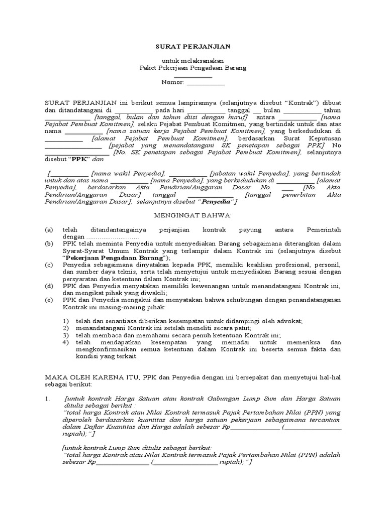 Surat Perjanjian E-Catalogue | PDF