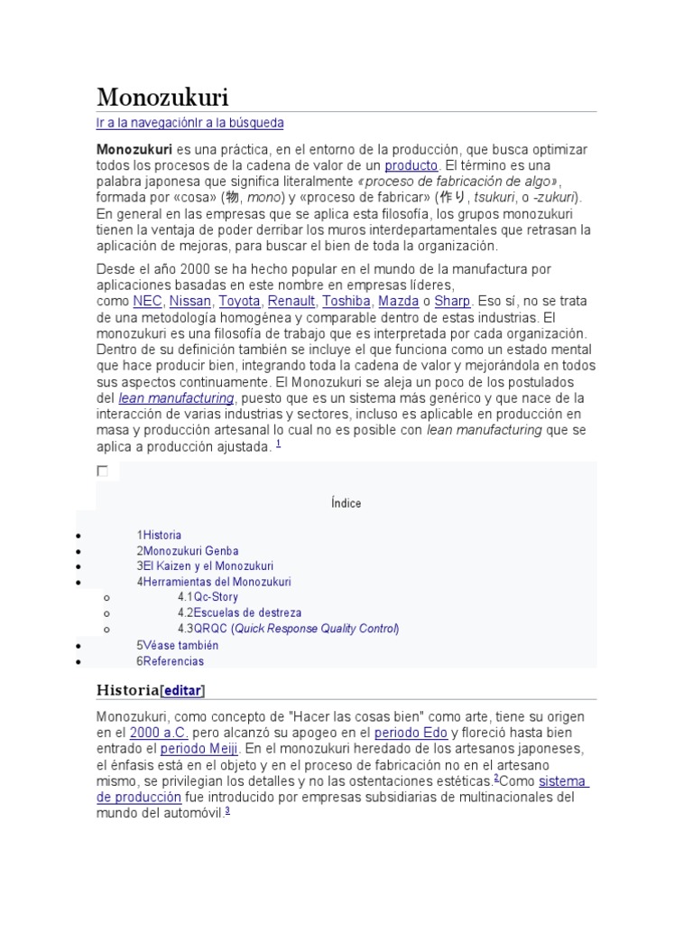 Monozukuri | PDF | Gestión de la cadena de suministro | Sectores Economicos