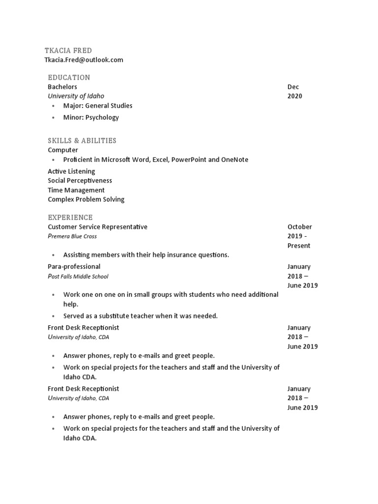 Project 5 Tkacia Fred Online Resume | PDF