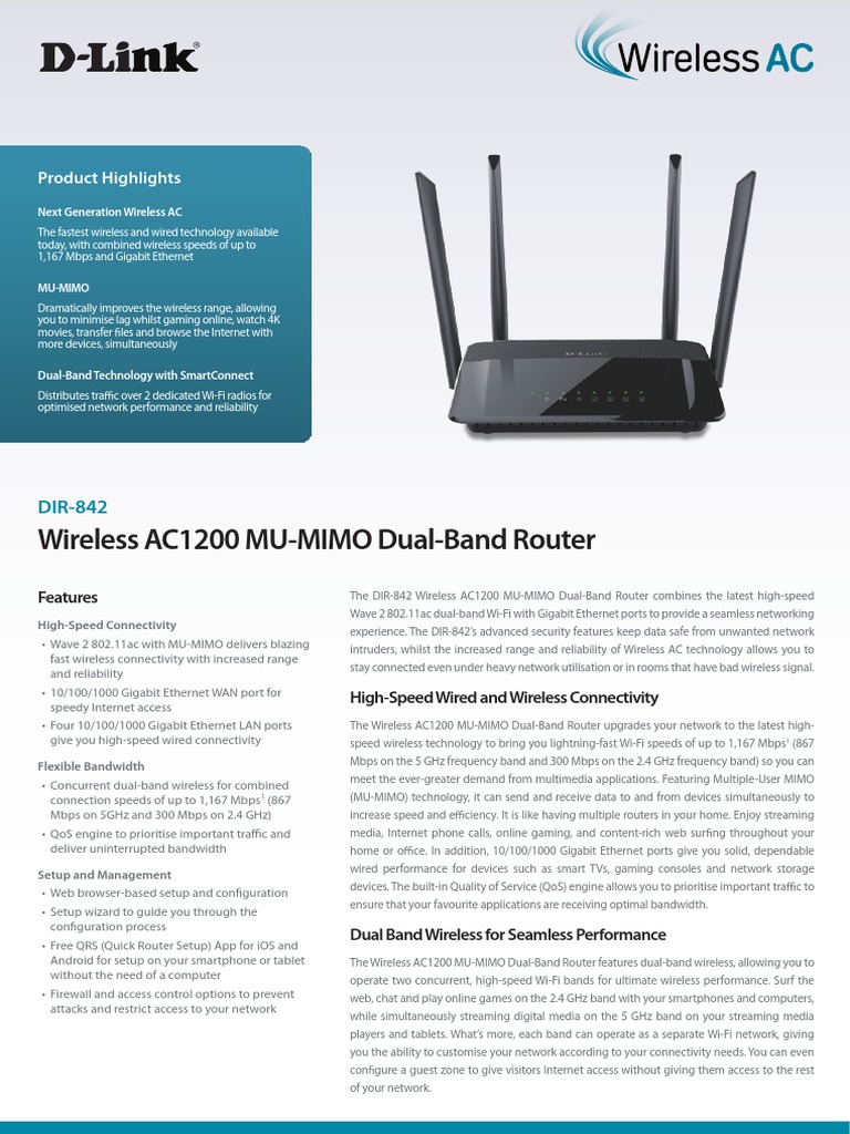 DIR 842 C1 Datasheet EN EU | PDF | Wi Fi | Ieee 802.11