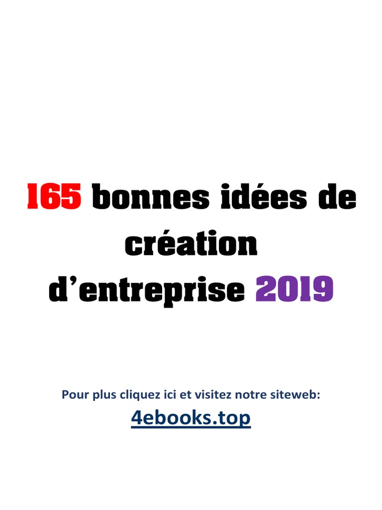 165 Bonnes Idées de Création D'entreprise 2019 | PDF | Restaurants | Bière