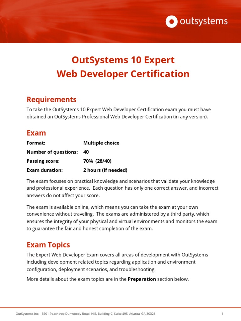 OutSystems 10 Expert Developer Certification PDF | PDF | Test ...