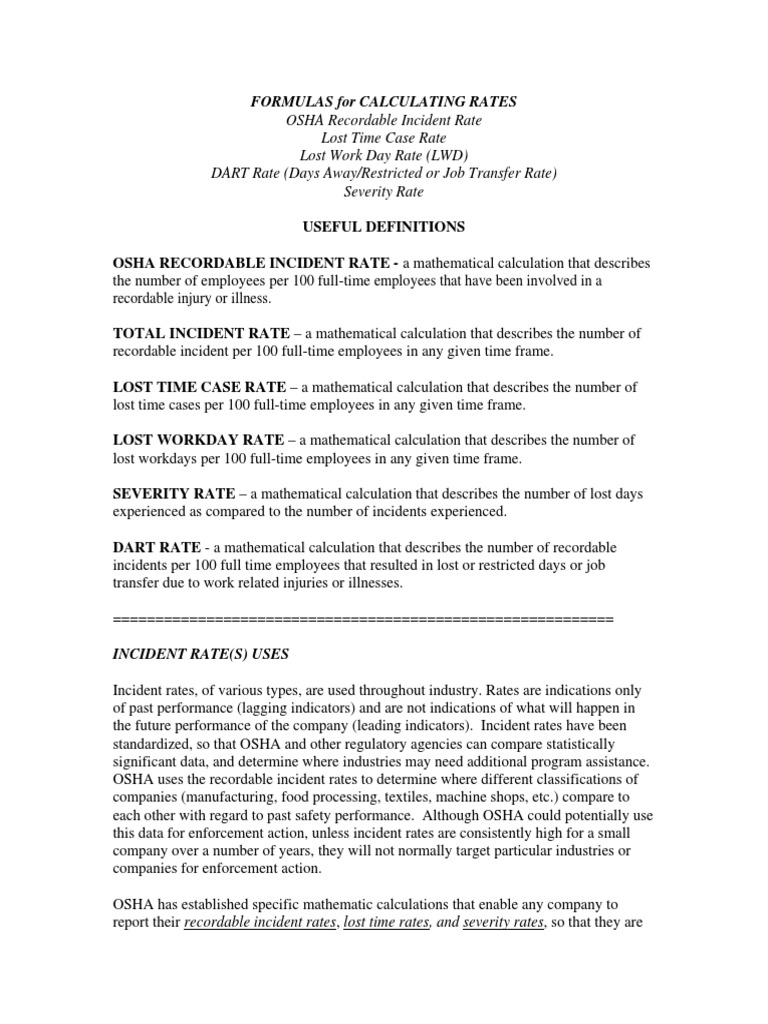 OSHA Safety Rate Calculations Guide | PDF | Occupational Safety And ...